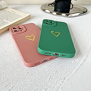 SmoBea Compatible with iPhone 13 Pro Max Case, Gold Heart Pattern Soft Liquid Silicone Shockproof Case for Women Girls Side Cute Plated Heart Pattern Slim Phone Case (Wine Red)