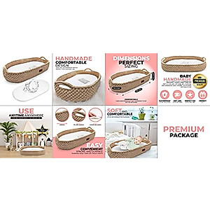 Handmade Baby Changing Basket with a Soft Changing Pad and Waterproof Cover, Cotton Moses Basket, Changing Table Topper for Dresser | Boho Bassinet, Boho Baby Changing Basket,Baby Lounger