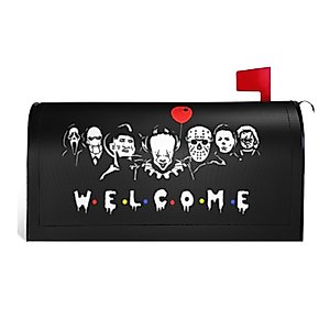 Welcome Halloween Clown Mailbox Covers Magnetic Standard Size 21x18 Inches, Hallowen Horror Movie Decor Post Box Cover Wraps Funny Garden Yard Decor