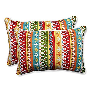 Pillow Perfect Outdoor/Indoor Cotrell Garden Oversized Lumbar Pillows, 24.5" x 16.5", Red, 2 Count
