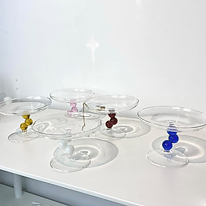 Kelendle Centerpiece Fruit Bowl Countertop Fruit Basket Glass Fruit Stand Round Jewelry Tray Wide Footed Candy Bowl Clear Snack Holder Table Ring Display Tray for Wedding Birthday Party Decor(Blue)