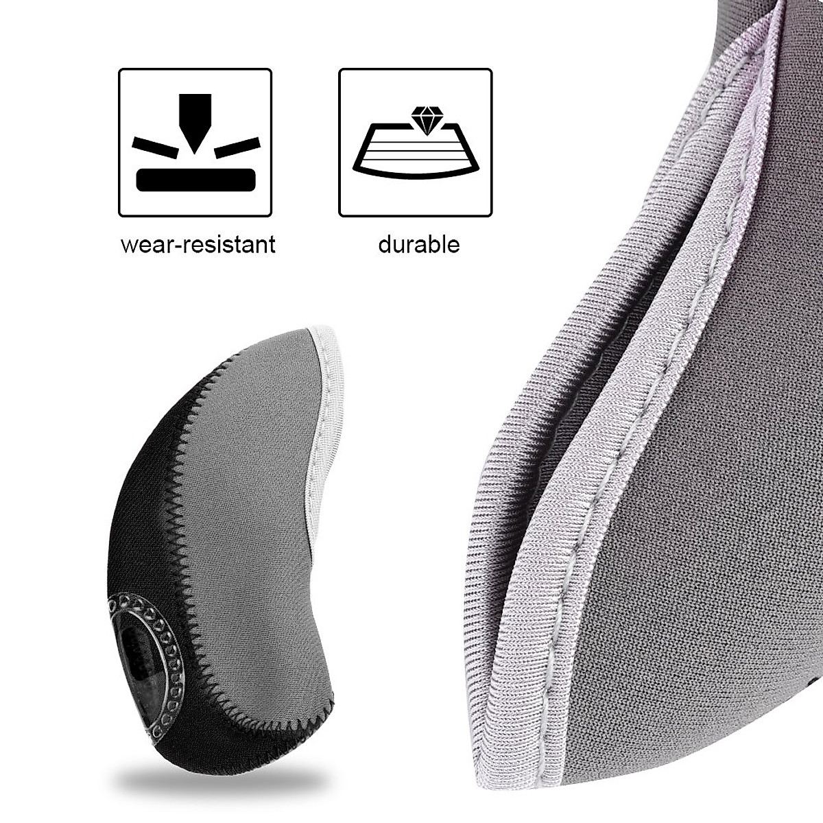 Dilwe 10 Pcs Putter Protector, Wedge Neoprene Iron Head Cover with Zipper Long Neck See Through Window Covers (Gray+Black)