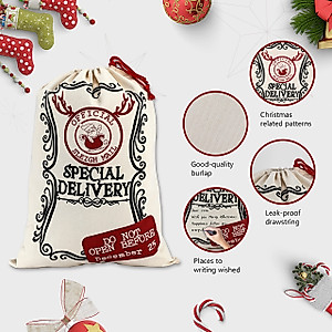 LessMo Christmas Santa Sack, Large Christmas Canvas Gift Bag with Drawstring, [Place to Write Wishes] Reusable Personalized Best Gift, for Xmas Package Storage, Christmas Party Supplies Favors