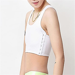 Sunshop Women Hook Vest Top Lesbian Chest Tomboy Slim Fit Straps Tank Sports Bra Chest Binders (Large, White)