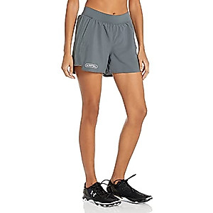 Under Armour Women's Standard 2n1 Softball Short 22, (012) Pitch Gray / / White, Medium