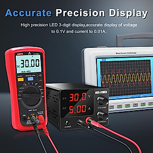 NICE-POWER DC Power Supply Variable, 30V 5A Adjustable Switching Regulated Power Supply with Encoder, Upgraded 3-Digits LED Display, Mini Regulated DC Bench Power Supply