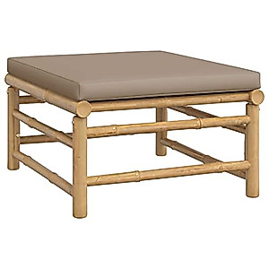 Patio Footstool with Taupe Cushion Bamboo The Ultimate Patio Experience Embrace The Outdoor Luxury