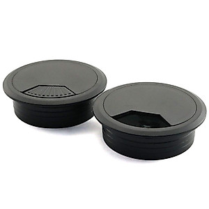 HJ Garden 2pcs 2.8"L x 2.8"W inch Desk Wire Cord Cable Grommets Hole Cover for Office PC Desk Cable Cord Organizer Plastic Cover Black
