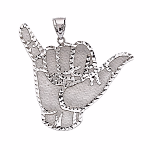 Sterling Silver Hang Loose Shaka Sign Pendant