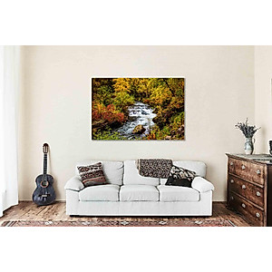 Black Hills Canvas Wall Art (Ready to Hang) Gallery Wrap of Fall Foliage Surrounding Creek on Autumn Day in Spearfish Canyon South Dakota Western Photography Nature Decor (.75, 24" x 36")