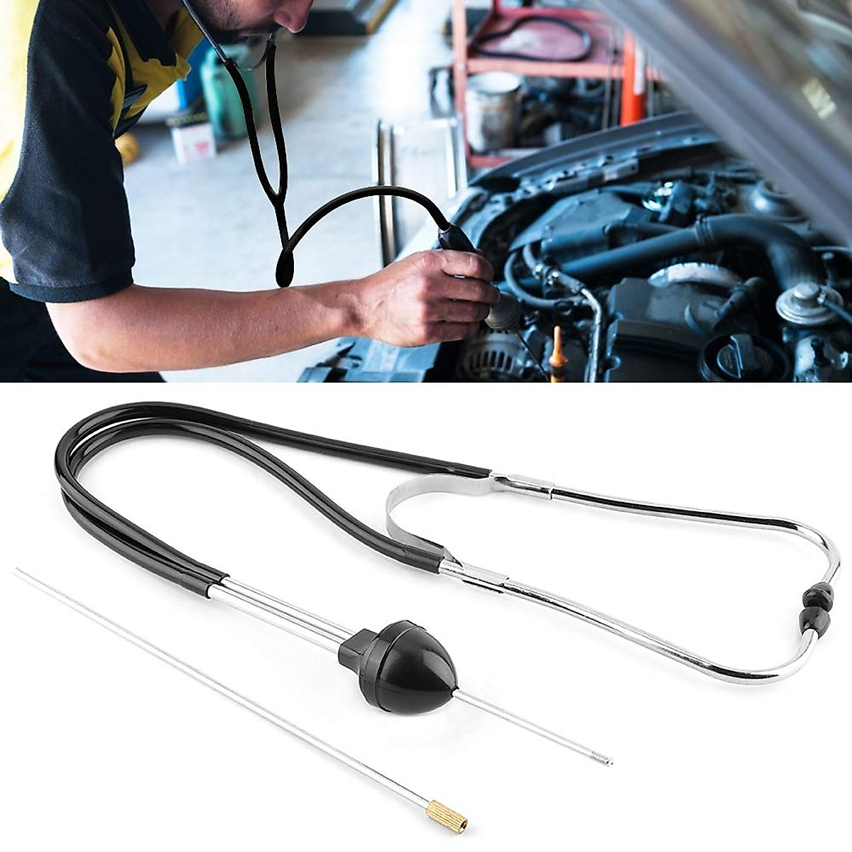 Stainless Steel Mechanics Cylinder Stethoscope Set, Car Engine Diagnostic Tool Hearing Tool Mechanical Internal Detector