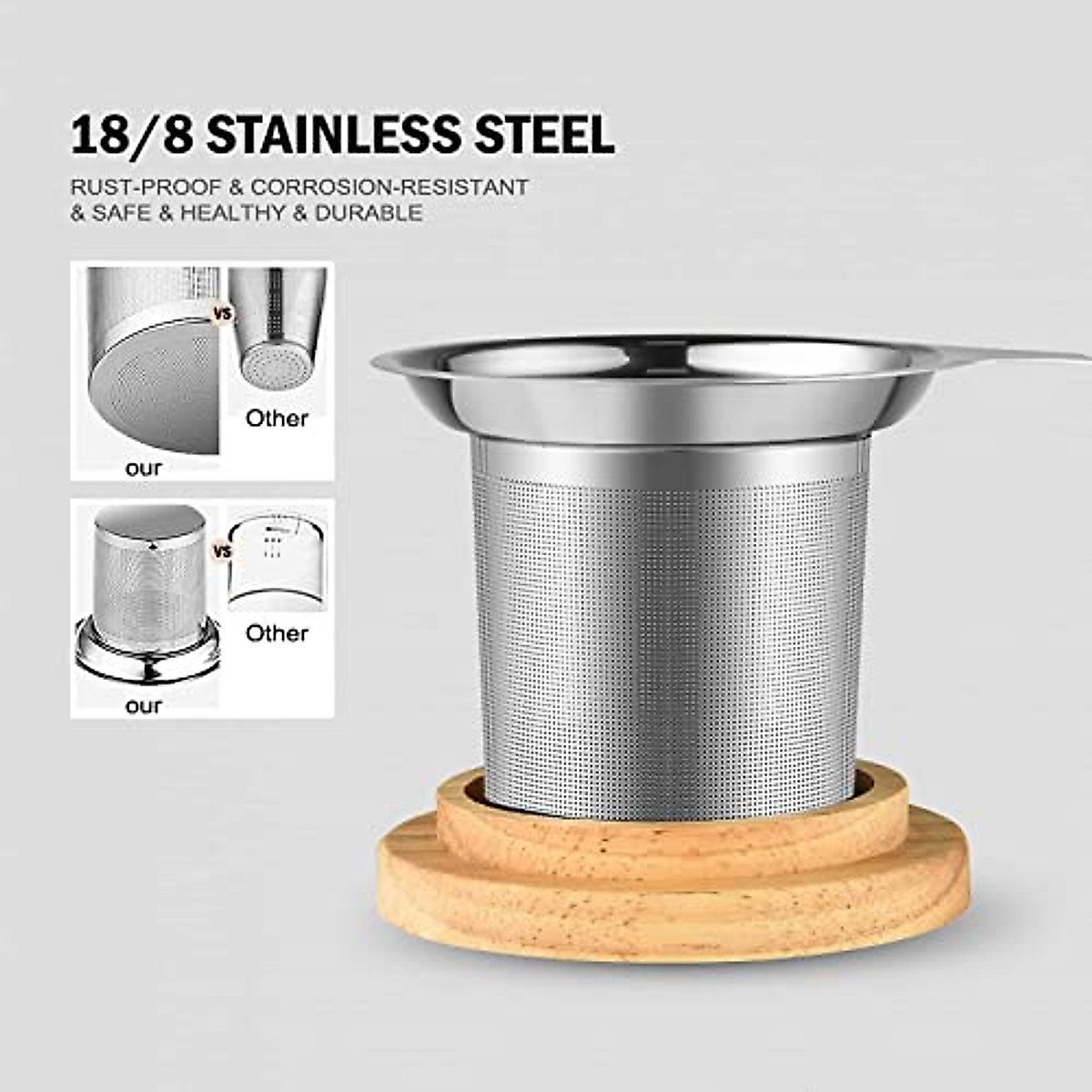 COYMOS Ceramic Tea Mug with Infuser and Lid, 16oz Loose Leaf Tea Cup Large Handle Teaware Mug, Tea Gift Sets for Tea Lover (Black)