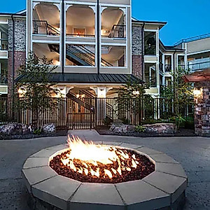 Spotix HPC Round Match Lit Fire Pit Burner Kit with 18-Inch Stainless Steel Burner and 24-Inch Flat Pan, Natural Gas, Polished Chrome, with Flange, Key, Valve, Flex Line and Fittings