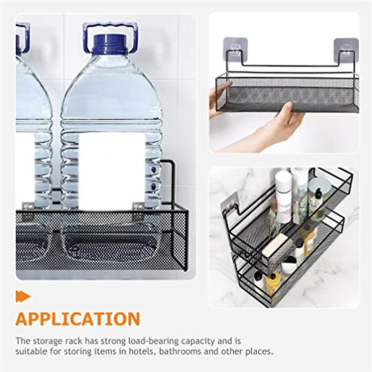 DOITOOL Storage Shelves Mesh Wall Floating Shelves Metal Storage Basket No Drilling Wall Mounted Shelf for Bathroom Laundry Room Bedroom Living Room Kitchen and Office 36X15CM Bathroom Decor