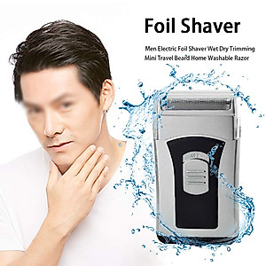 Electric Shavers for Men, Mens Beard Electric Shaver, Cordless Metal Double Shaver, Wet Dry Trimming Mini Travel Beard Home Washable Razor