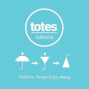 totes InBrella Reverse Closing Folding Umbrella – Inverted Closure Compact Umbrella – Portable, Windproof Rain-resistant Travel Umbrella with Recycled Canopy, Automatic Open and Close, Flower Garden