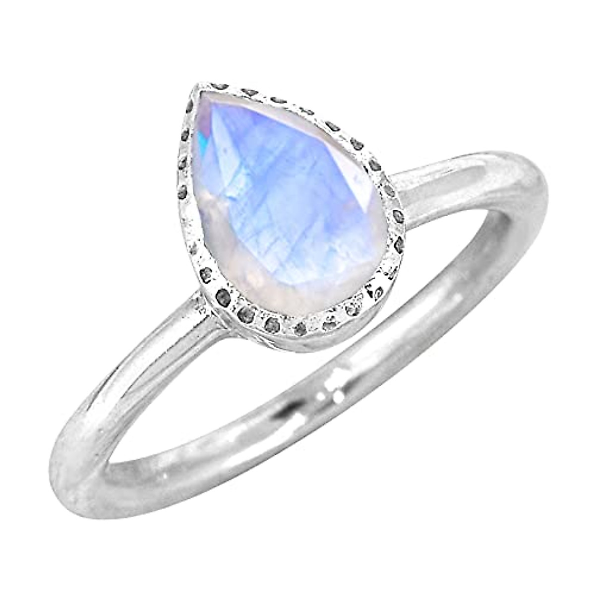 YoTreasure Moonstone Ring Solid 925 Sterling Silver Gemstone Jewelry