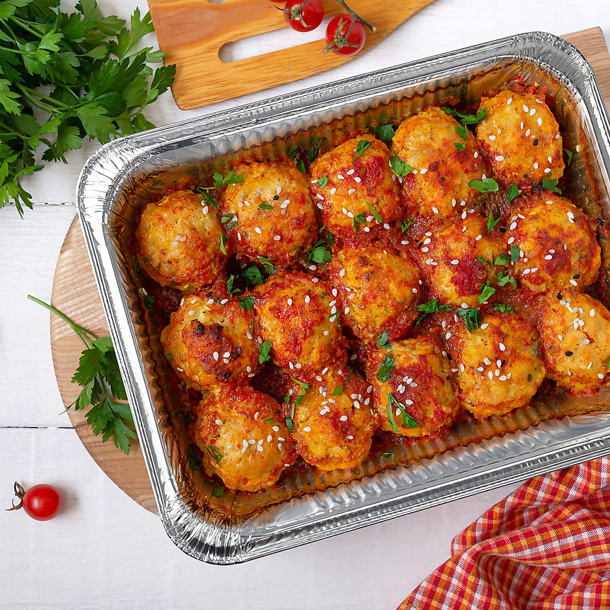 NYHI 9x13” Aluminum Foil Pans (30 Pack) | Durable Disposable Grill Drip Grease Tray | Half-Size Deep Steam Pan and Oven Buffet Trays | Food Containers for Catering, Baking, and Roasting