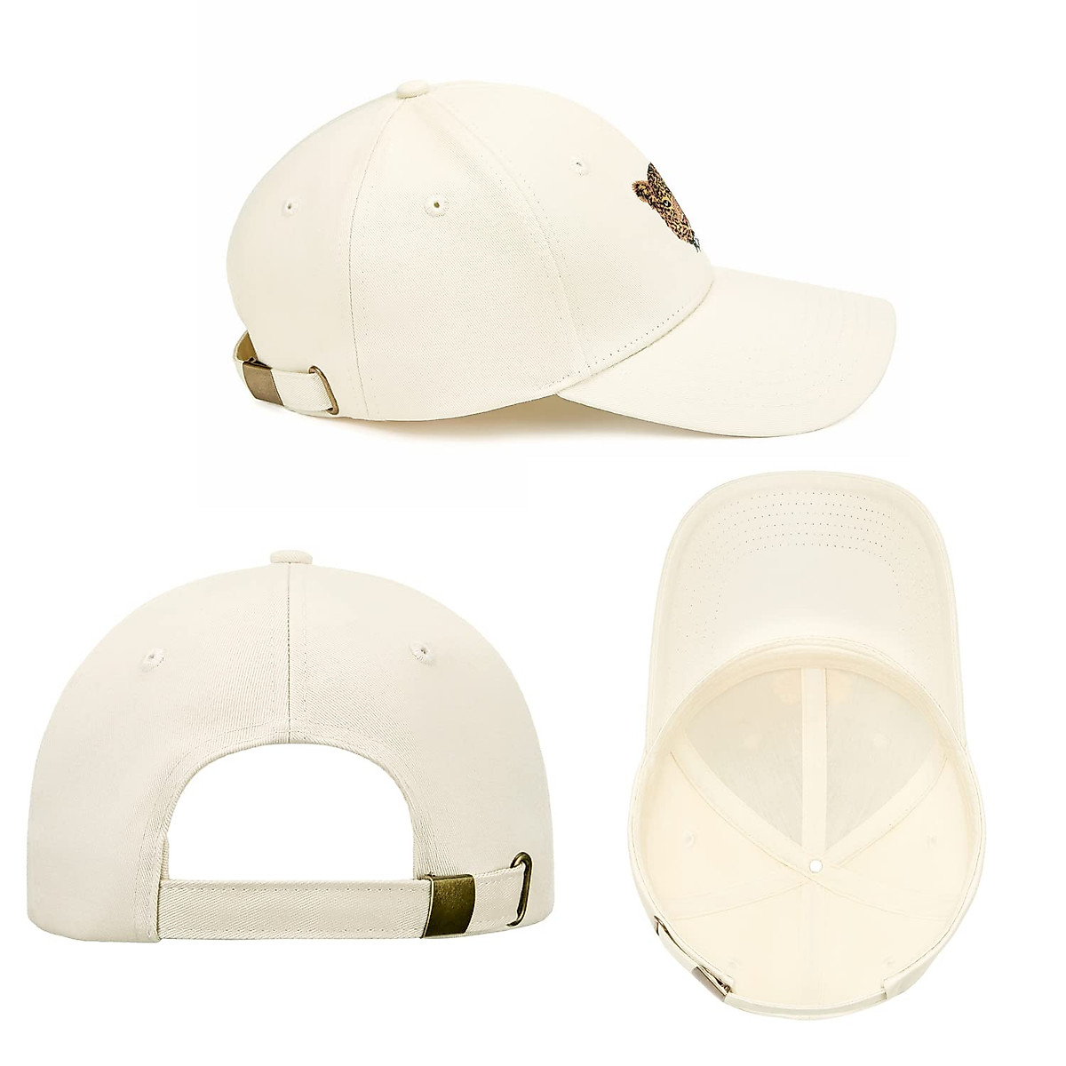 iHomor Unisex Cotton Baseball Cap with Embroidery Adjustable Dad Hat Trucker Baseball Hat for Men and Women Snapback Hat Outdoor Leopard Beige