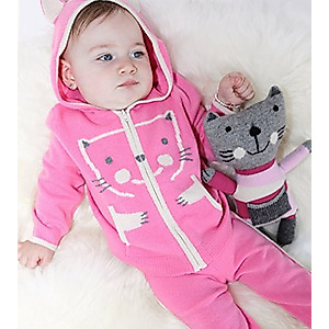 Gia John Cashmere Baby Girl Hoodie 2 Piece Sweater Set and Knit Pants Cashmere Pink 6-24M
