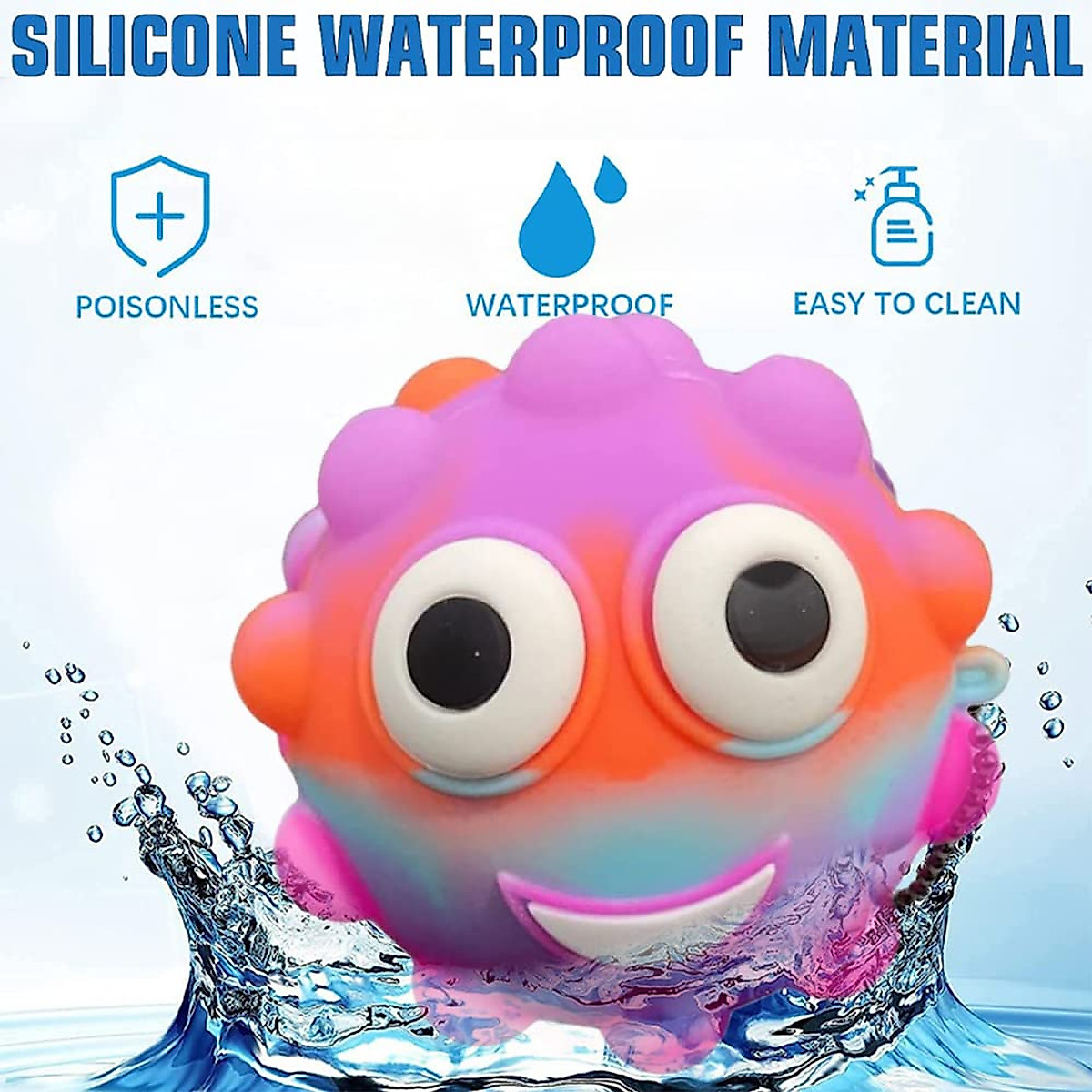 Pop Ball Glow Balls Stress Ball Bouncing Ball ,Fidget Toy Push Bubble Toys, 3D Silicone Squeeze Finger Press Ball Stress Relief Hand Toys (D)