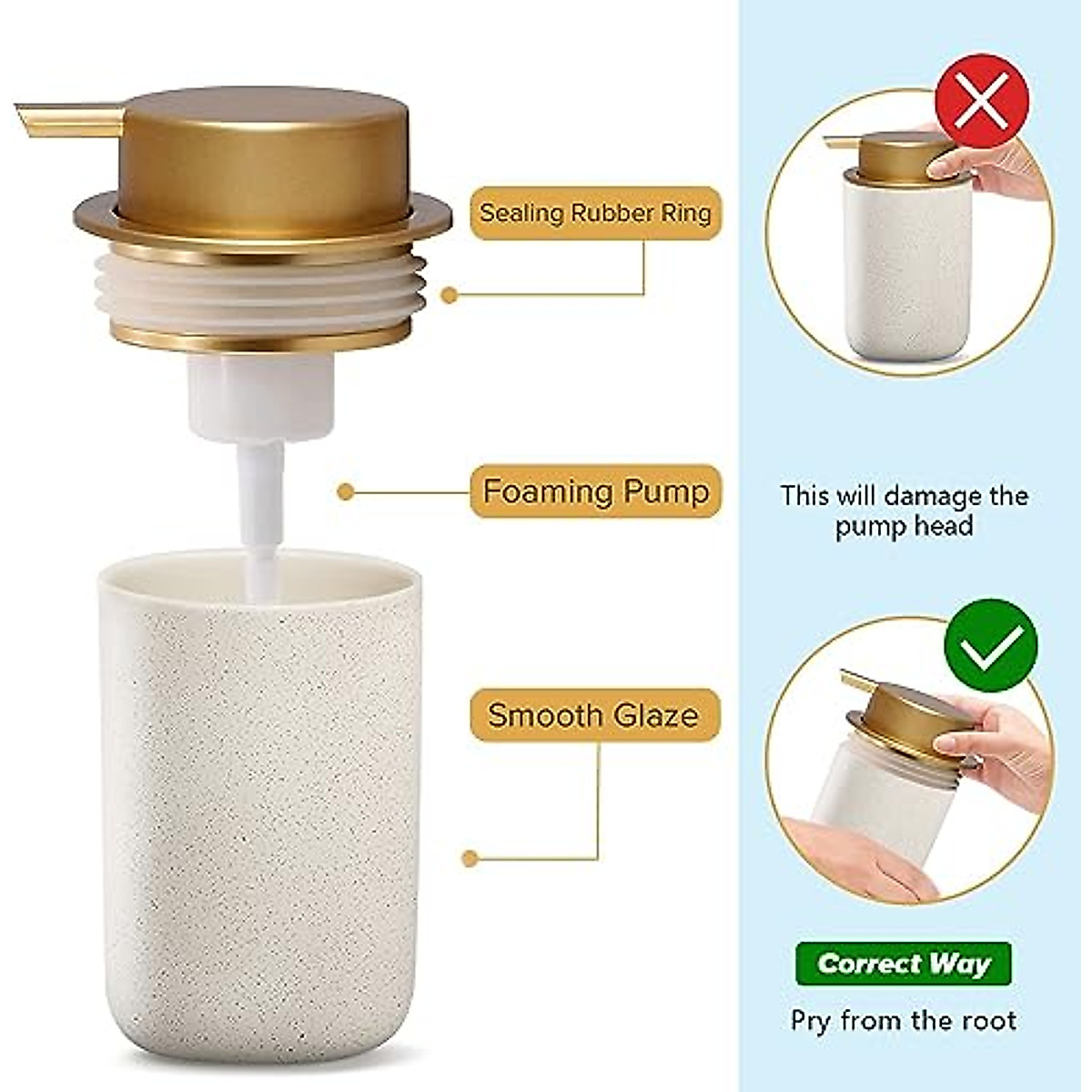 Rolilink Foaming Soap Dispenser, Ceramic Hand Soap Dispenser