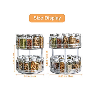 Roninkier 2-Tier Clear Lazy-Susan Turntable – 11-Inch Pantry Spice-Rack Cabinet-Organizer – Plastic Lazy Susan Makeup Organizer for Bathroom Countertop