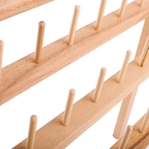Tosnail 2 Pack 60 Spools Wooden Thread Holder Thread Rack Sewing and Embroidery Thread Organizer