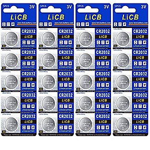 LiCB CR2032 Battery,Long-Lasting & High Capacity CR 2032 3V Coin & Button Cell Lithium Batteries with Adaptive Power and Superior Safety (20-Pack)