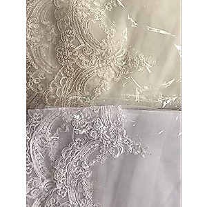 MisShow,White Lace Edge Cathedral Length Wedding Bridal Veil with Comb