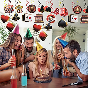 24PCS Casino Theme Hanging Swirls Decorations, Las Vegas Poker Party Supplies Ceiling Hanging Swirls for Casino Poker Games Night Birthday Party Decorations