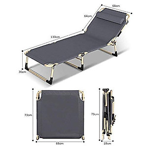 Folding Garden Sun Lounger Chair, Desks and Chairs Folding Sunbeds, Flat Sun Loungers, Adjustable Backrest Outdoor Recliner Needed (Navy)