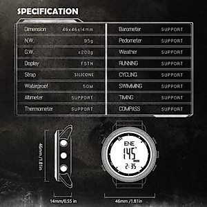 Military Watches with Compass for Men Tactical Watch Outdoor Sports Watches for Men Hiking Digital Wrist Watch with Barometer,Altimeter,Step Counter