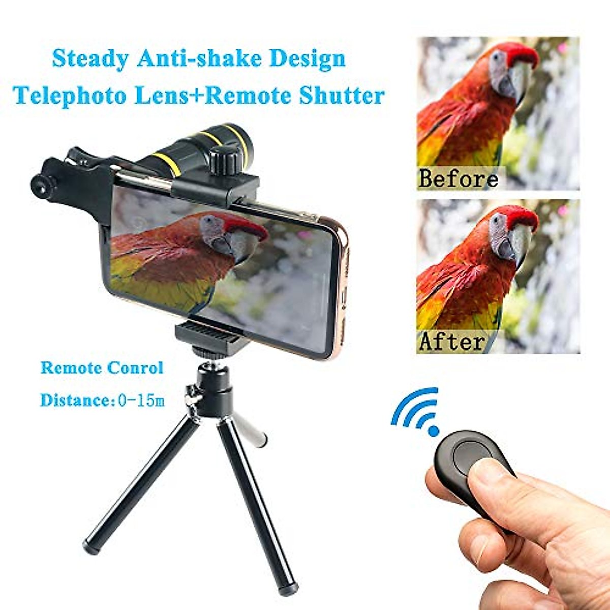 Cell Phone Camera Lens Kit, SEVENKA 18X Telephoto Lens with Remote Shutter, Tripod, Fisheye, Macro and Wide Angle Lens for iPhone 11 Pro Max X XS Max XR/8/7/6/6s Samsung Android Smartphone