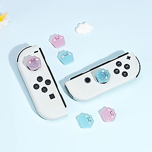 4PCS Jusy Thumb Grip Caps Compatible with Nintendo Switch/OLED/Switch Lite, Soft Silicone Joy-Con Joystick Grip Cute 3D Analog Stick Cover Doughnuts, 132