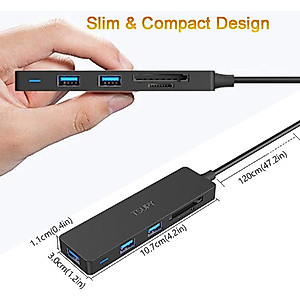 USB Hub 3.0 Splitter, TSUPY USB 3.0 Hub Multi USB Adapter Port Expander with 4ft Cable, SD/TF Card Reader & 3 USB 3.0 Ports Compatible for PC, Laptops, Surface Pro, MacBook, iMac Pro