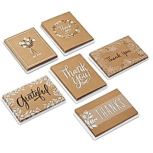 Hallmark Thank You Cards Assortment, Rustic Flowers (48 Thank You Notes with Envelopes) & Thank You Cards Assortment, Rustic Kraft (48 Thank You Notes with Envelopes), Grey (5STZ1160)