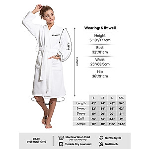 Turkuoise Soft & Absorbent Towel Robe, 100% Cotton Turkish Terry Cloth Kimono Bathrobes for Women Large