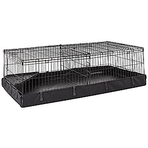 Amazon Basics Canvas Bottom Pet Cage with Divider Set, Black, 47.64"L x 24.21"W x 13.98"H