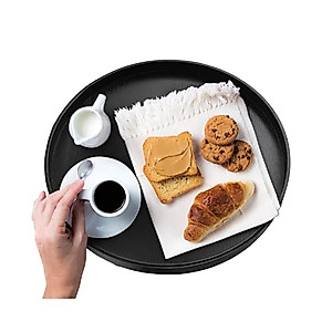 Round Natural Wood Serving Tray, 13inch Wooden Plate Platter Tea Food Dishes Water Drink for Countertop Kitchen Coffee Table Breakfast