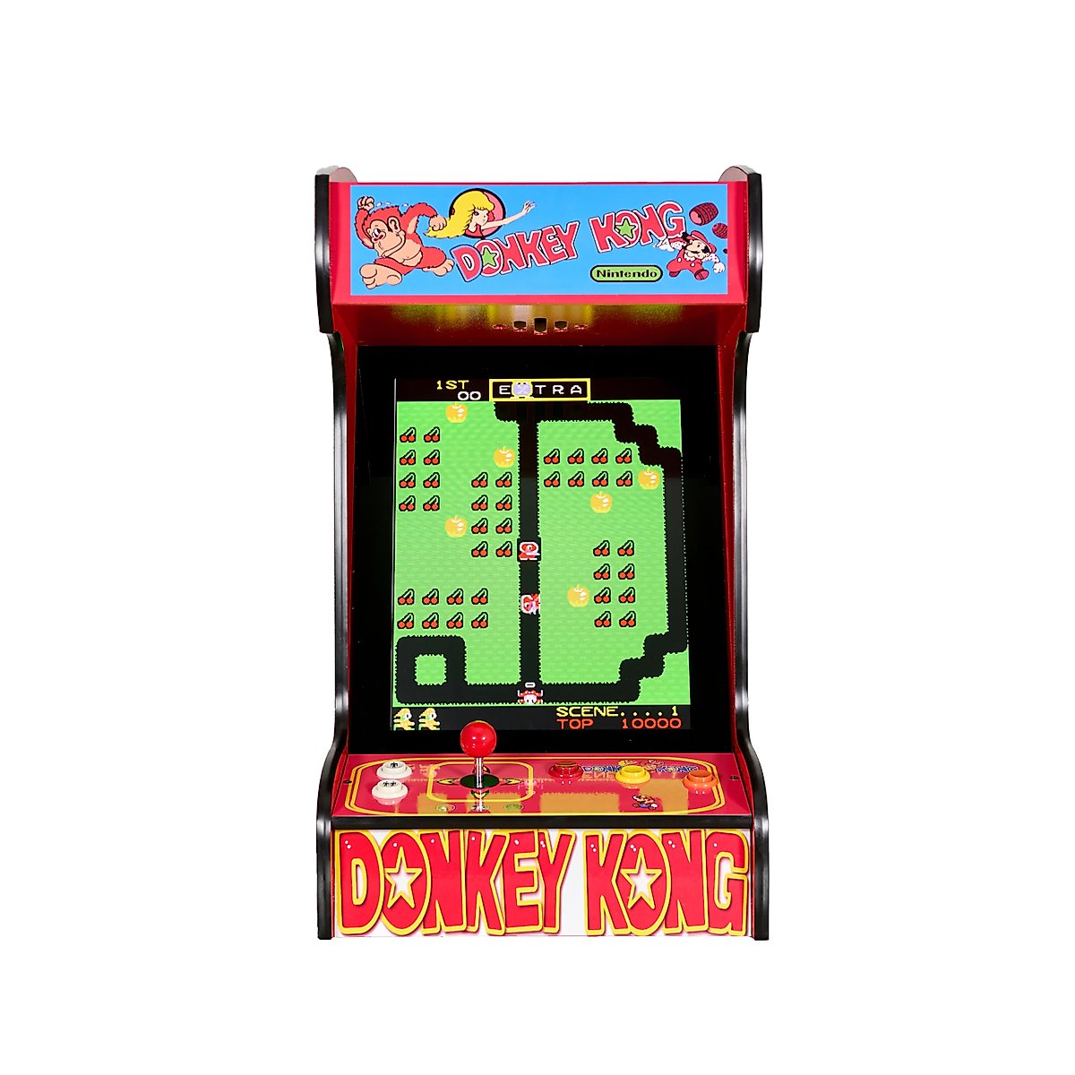 Doc and Pies Arcade Factory Classic Home Arcade Machine - 60 Retro Games - Tabletop and Bartop - Full Size LCD Screen, Buttons and Joystick (Red)
