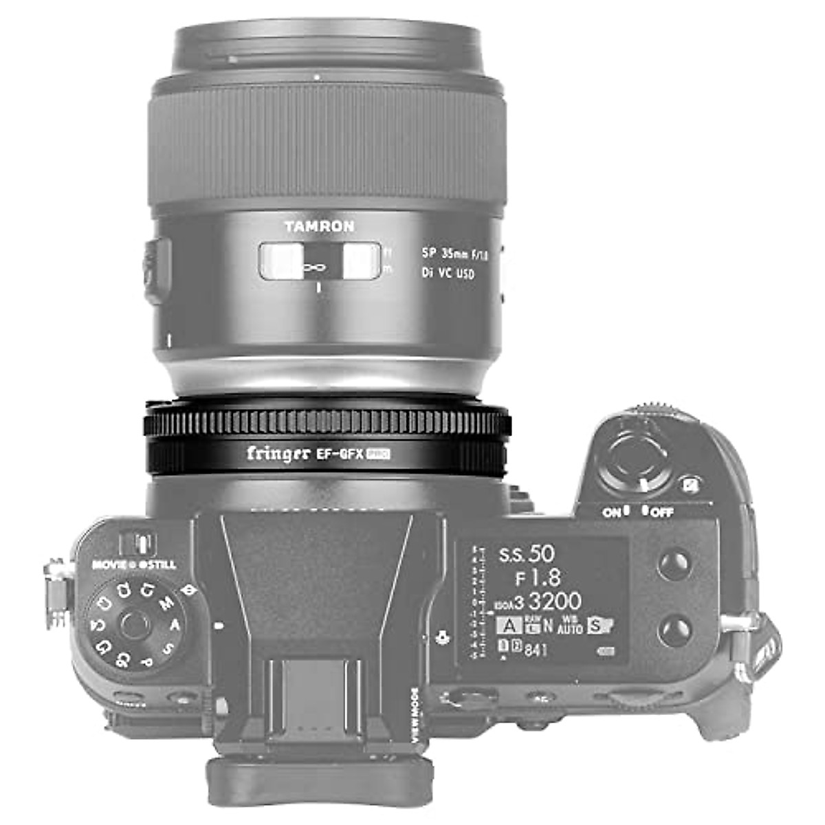 Fringer EF-GFX Pro Auto Focus Camera Mount, Lens Adapter Ring Compatible with Canon EF to Fuji GFX100/ GFX100S, Sigma, Tamron EF Lens