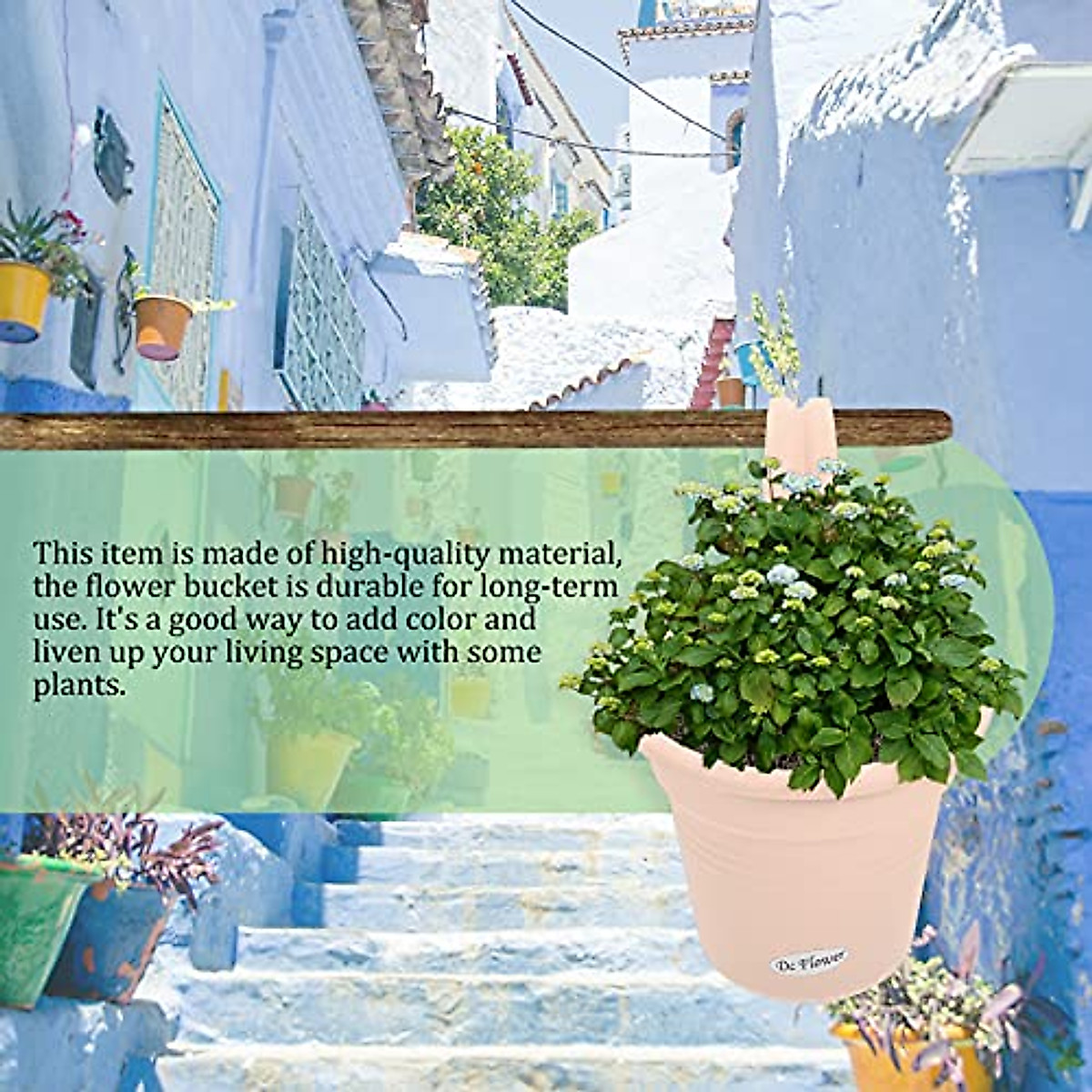 Happyyami Single Hook Hanging Basin pots for Outdoor pots for Indoor Plants Hanging Plant Holders Railing Planter Hanging Baskets for Plants Outdoor Fence Hanging Rail pp Resin Flowers