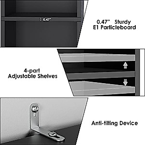 FOTOSOK 8-Tier Media Tower Rack, 11.6 X 9.3 X 70.9 Inches CD DVD Slim Storage Cabinet with Adjustable Shelves, Tall Narrow Bookcase Display Bookshelf for Home Office, Black