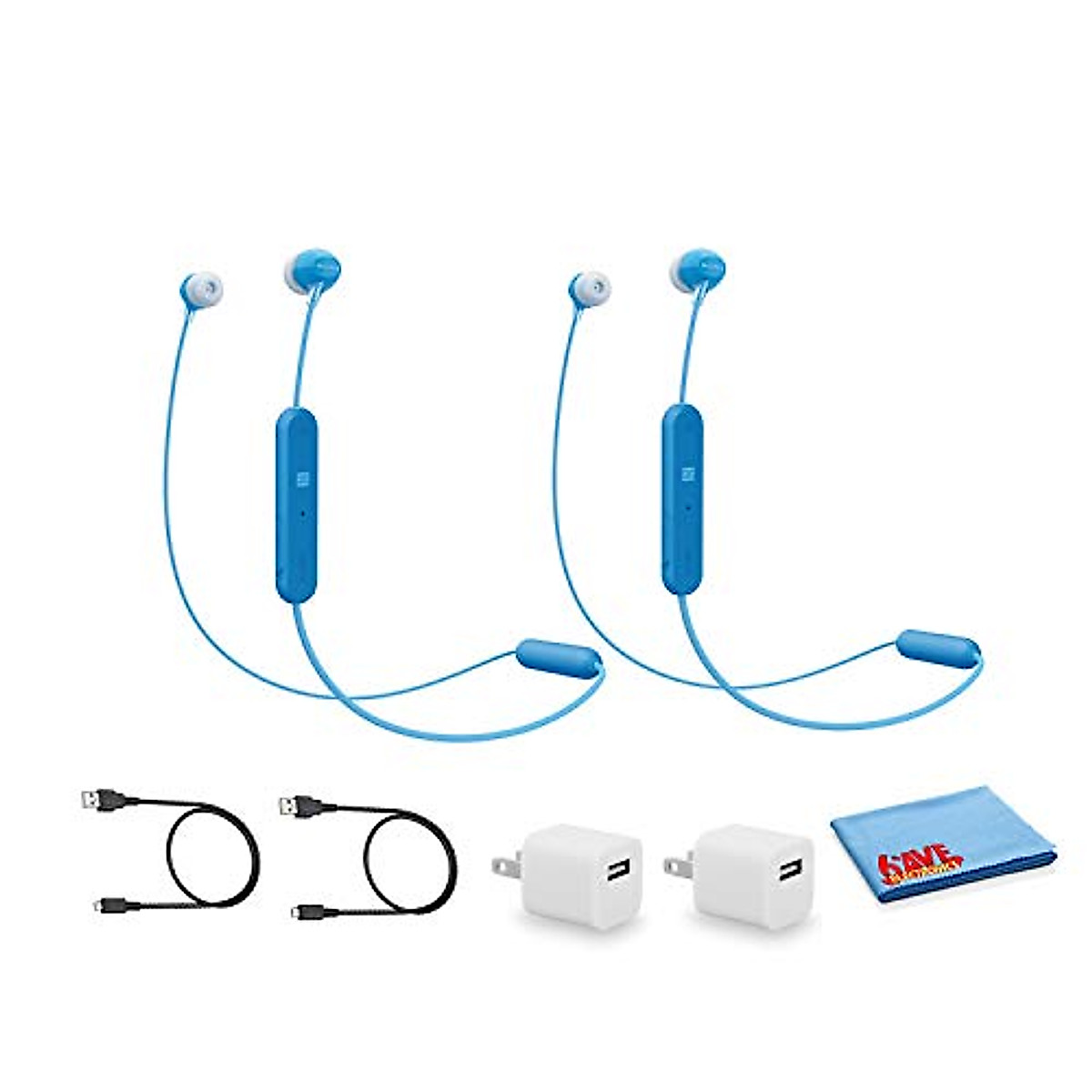 Sony WI-C300 Wireless Bluetooth in-Ear Headphones -Blue - 2 Pack Kit