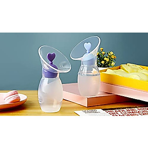 Amplim Manual Breast Pump with Two Stoppers - 2 Pack, FSA/HSA Eligible, 4oz/100ml, Portable, Comfortable, and Easy to Use - BPA-Free and Food Grade Silicone - Ideal for Breastfeeding Moms On The Go