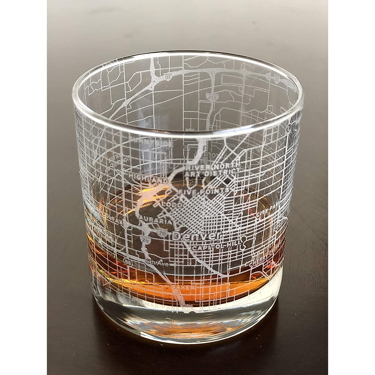 Rocks Whiskey Old Fashioned 11oz Glass Urban City Map Denver Colorado