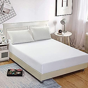 Bedecor Queen Fitted Sheet Only,21 inch Extra Deep Pocket White Bottom Bed Sheet, Soft Breathable,Stay in Place,for Pillow Top Mattress Thick Mattress