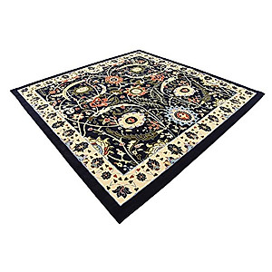 Unique Loom Espahan Collection Area Rug - Cape Cod (7' 10" Square, Navy Blue/ Black)