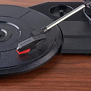 Amazon Basics Turntable Record Player with Built-in Speakers and Bluetooth, Desktop, Black